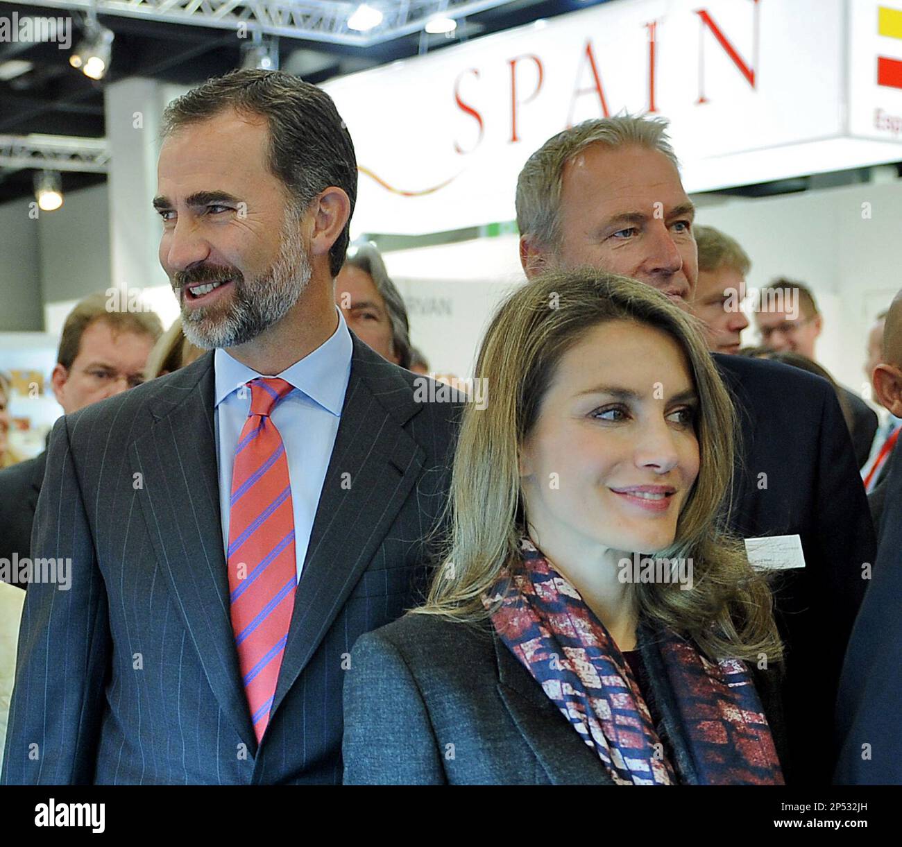 Spanish Crown Prince Felipe, left, and his wife Princess Letizia, right ...