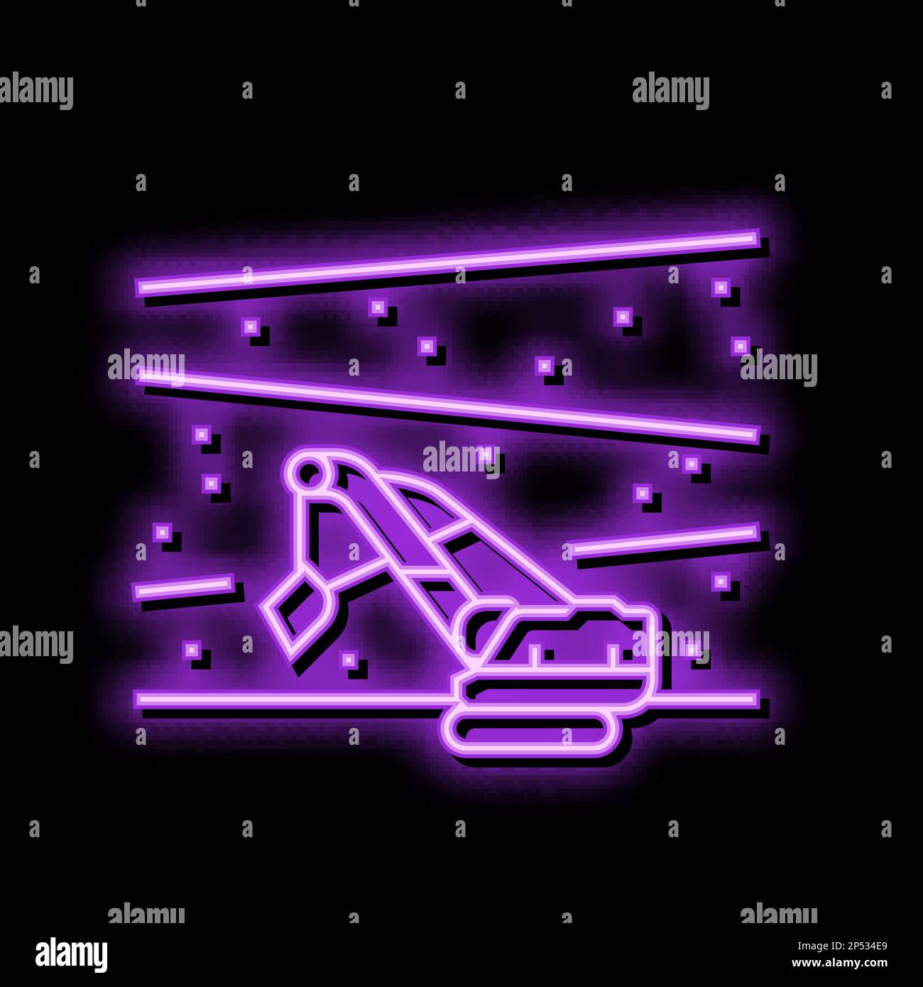 open pit mine steel production neon glow icon illustration Stock Vector ...