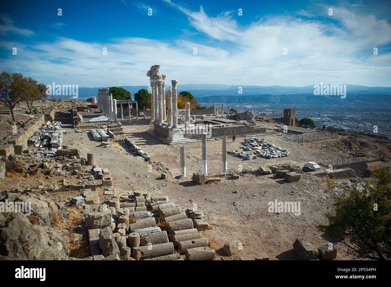 The Acropolis of Pergamon Ancient City Ruins in Bergama, Izmir, Turkey ...