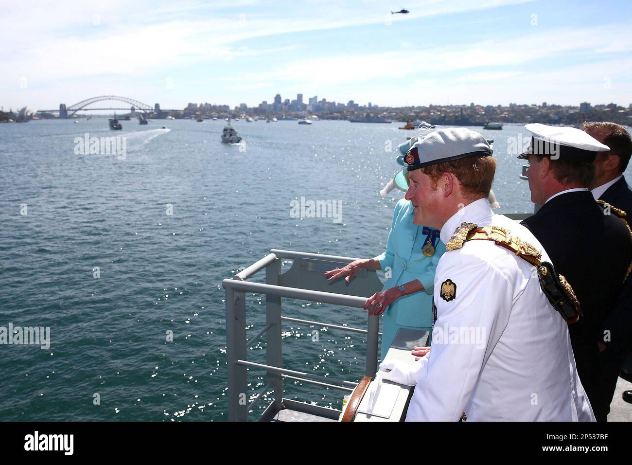 Britain's Prince Harry, onboard the HMAS Leeuwin, participates in the ...