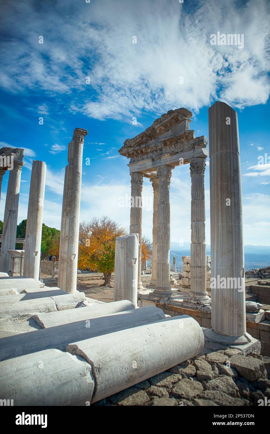 The Acropolis of Pergamon Ancient City Ruins in Bergama, Izmir, Turkey ...