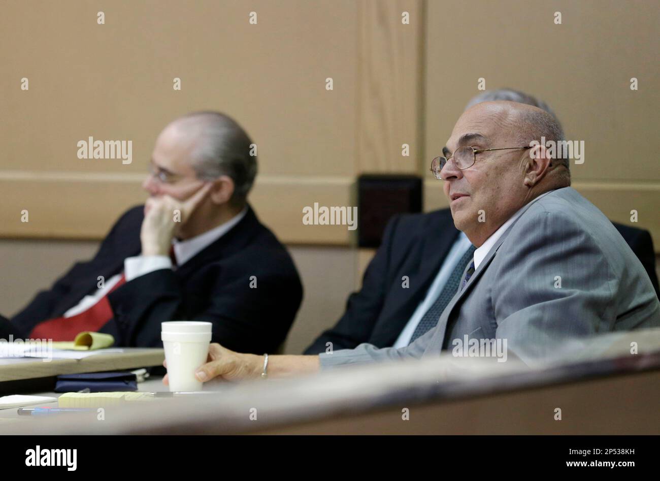 Defendants Anthony Ferrari, left, and Anthony Moscatiello listen during ...