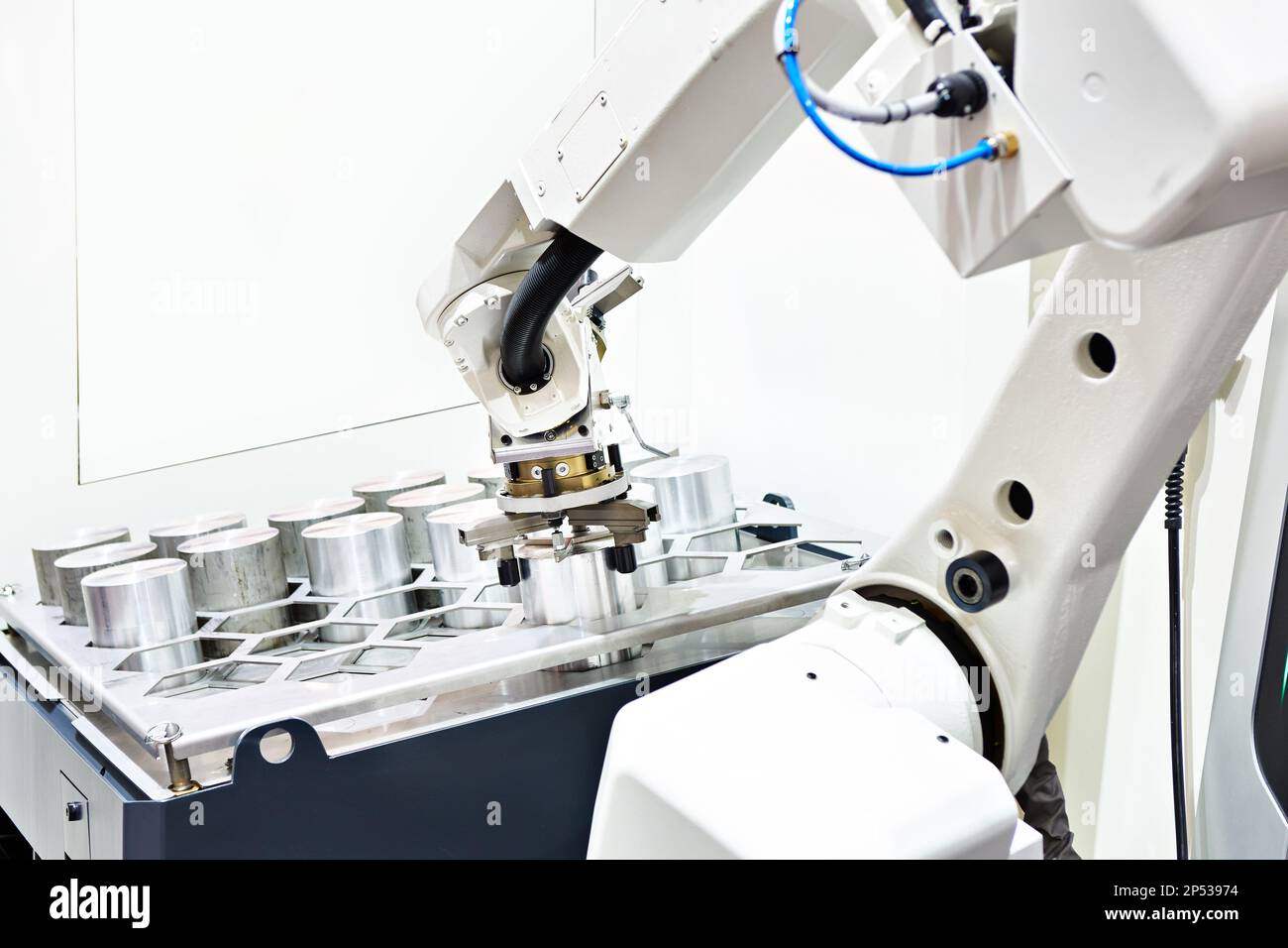 Robotic electronic arm and metal workpieces Stock Photo - Alamy