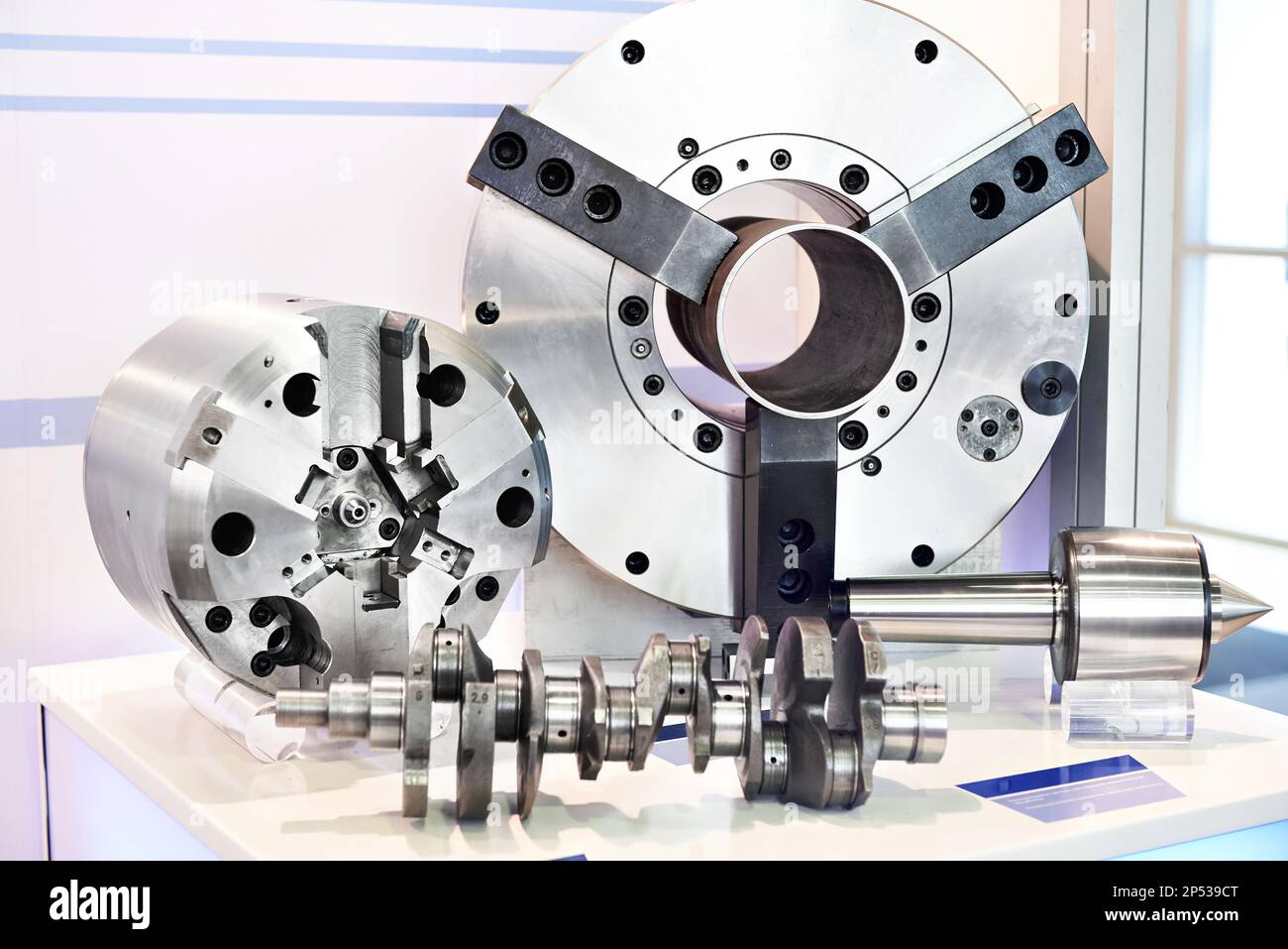 Chucks for lathe at the exhibition Stock Photo - Alamy