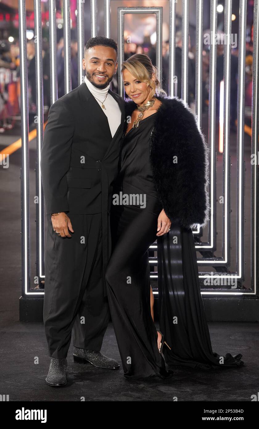 Aston Merrygold (left) and Sarah Richards attending the gala screening ...