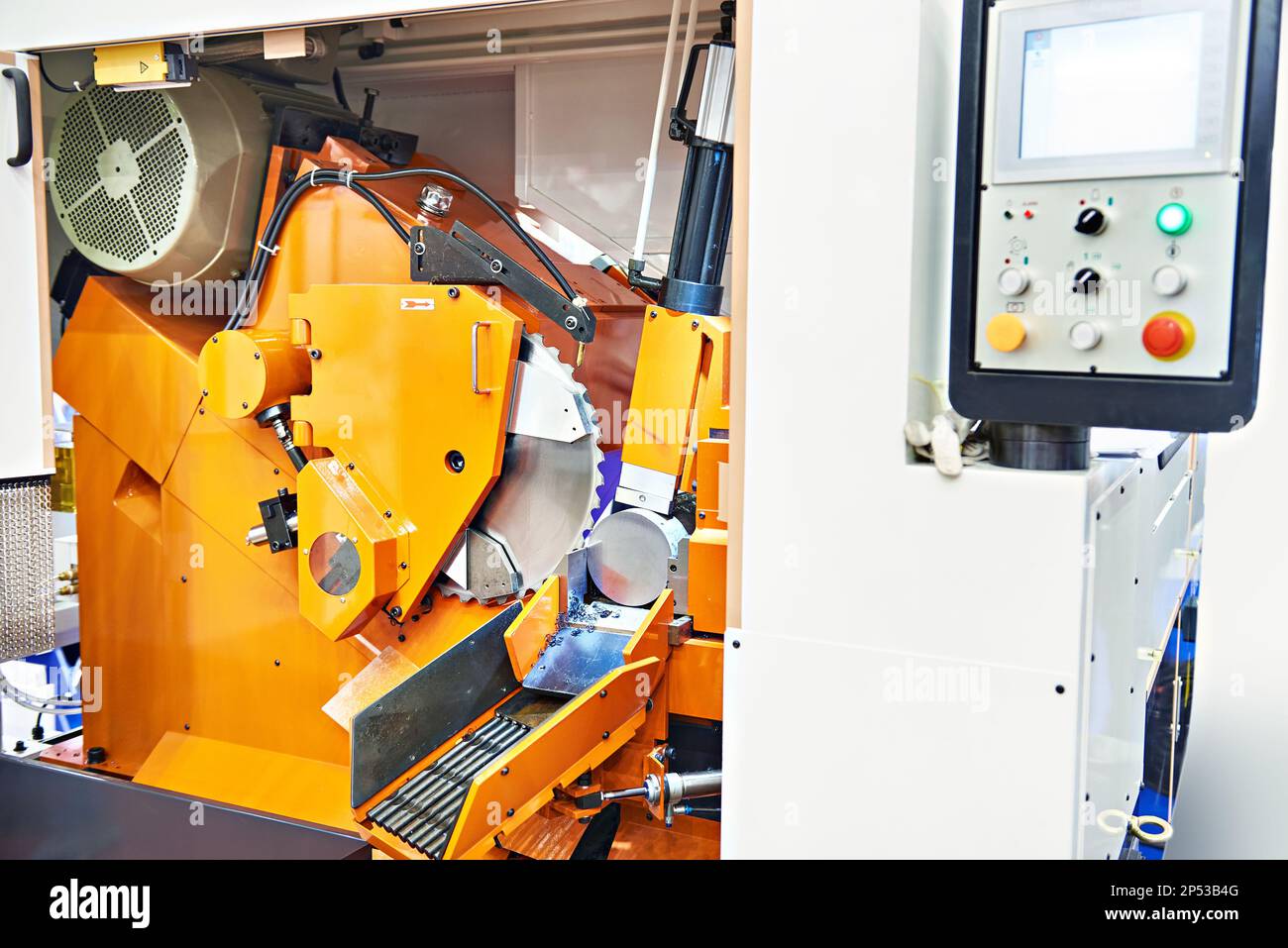 Automatic machine circular saw for metal Stock Photo - Alamy