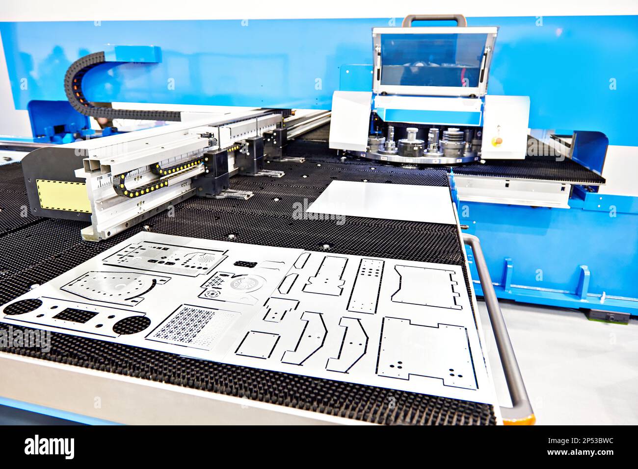 Modern turret punch press sheet metal Stock Photo - Alamy
