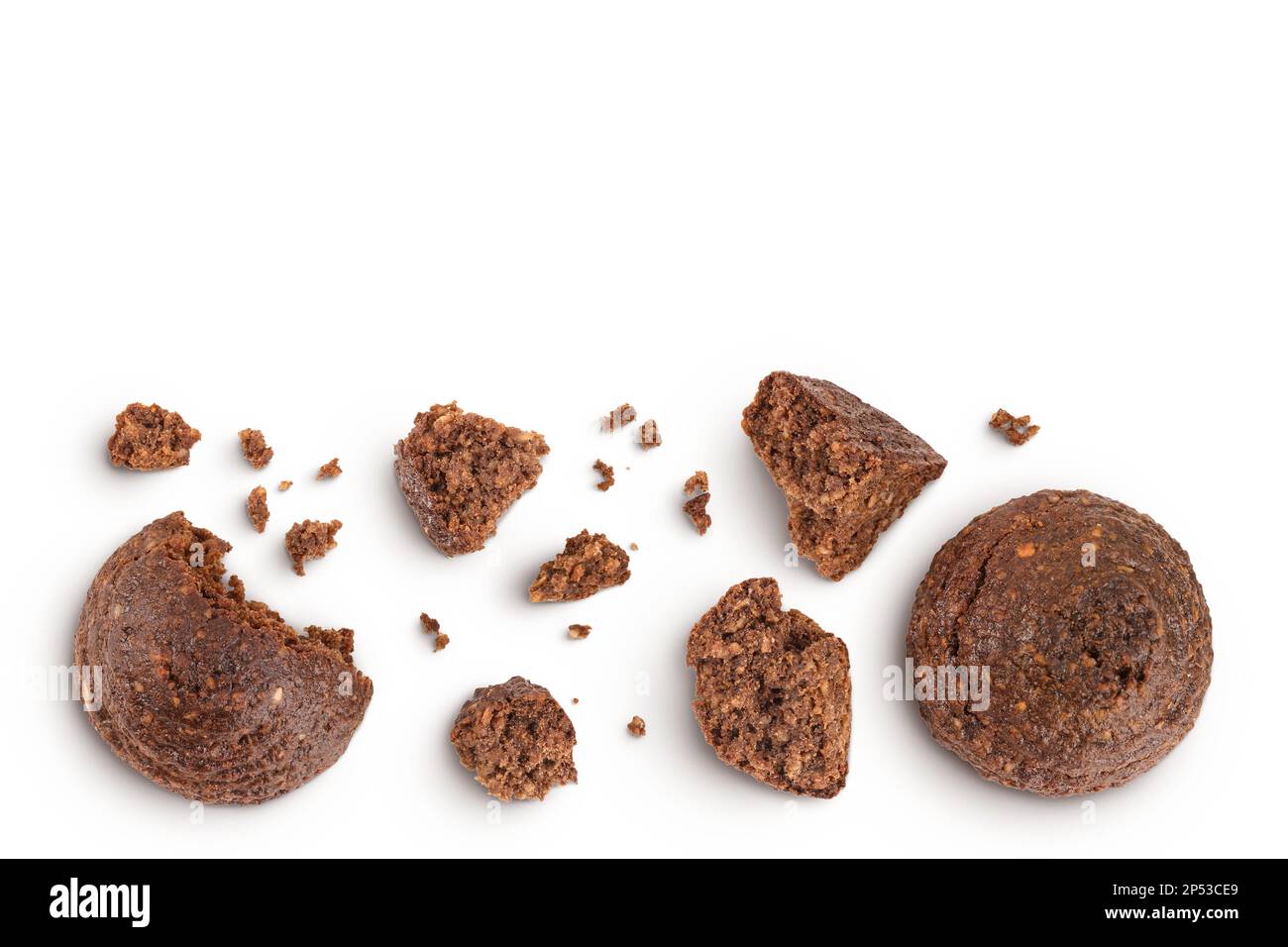 chocolate cookie with kerob and nuts isolated on white background ...