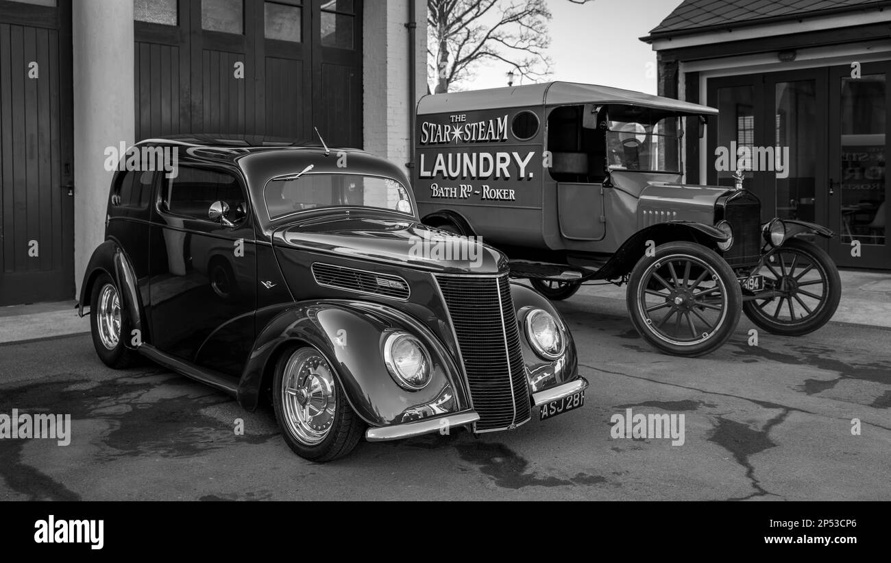 1955 Ford Popular &1921 Ford Model TT Truck on display at the Ford ...