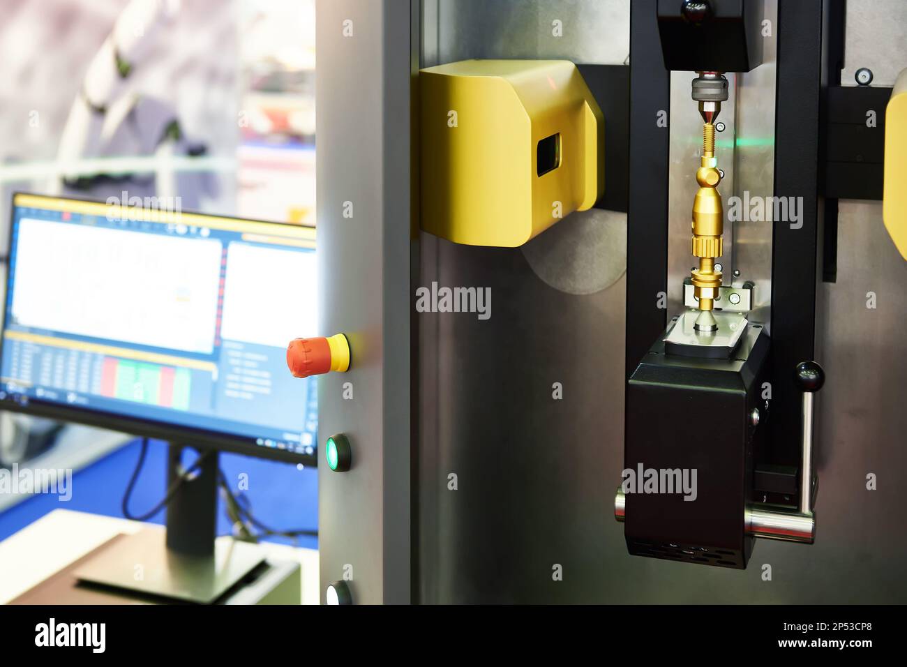 Systems for optical shaft measurement with control monitor Stock Photo ...
