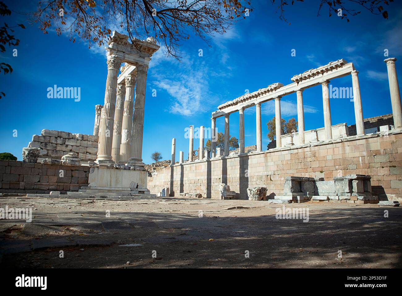 The Acropolis of Pergamon Ancient City Ruins in Bergama, Izmir, Turkey ...