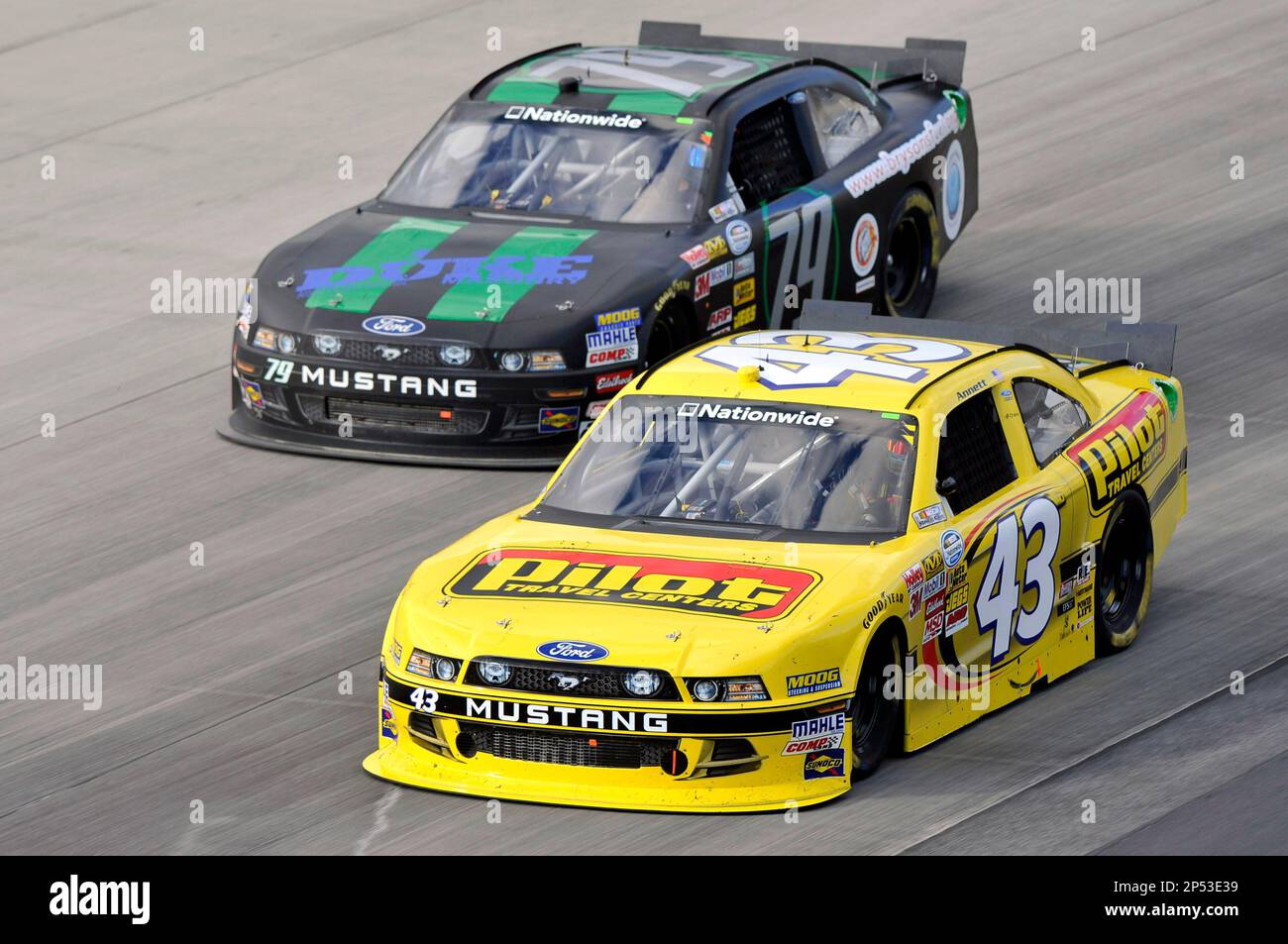 Reed Sorenson (43) and TJ Duke III (79) during the NASCAR Nationwide ...