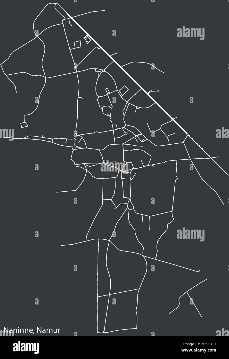 Street roads map of the NANINNE DISTRICT, NAMUR Stock Vector Image ...