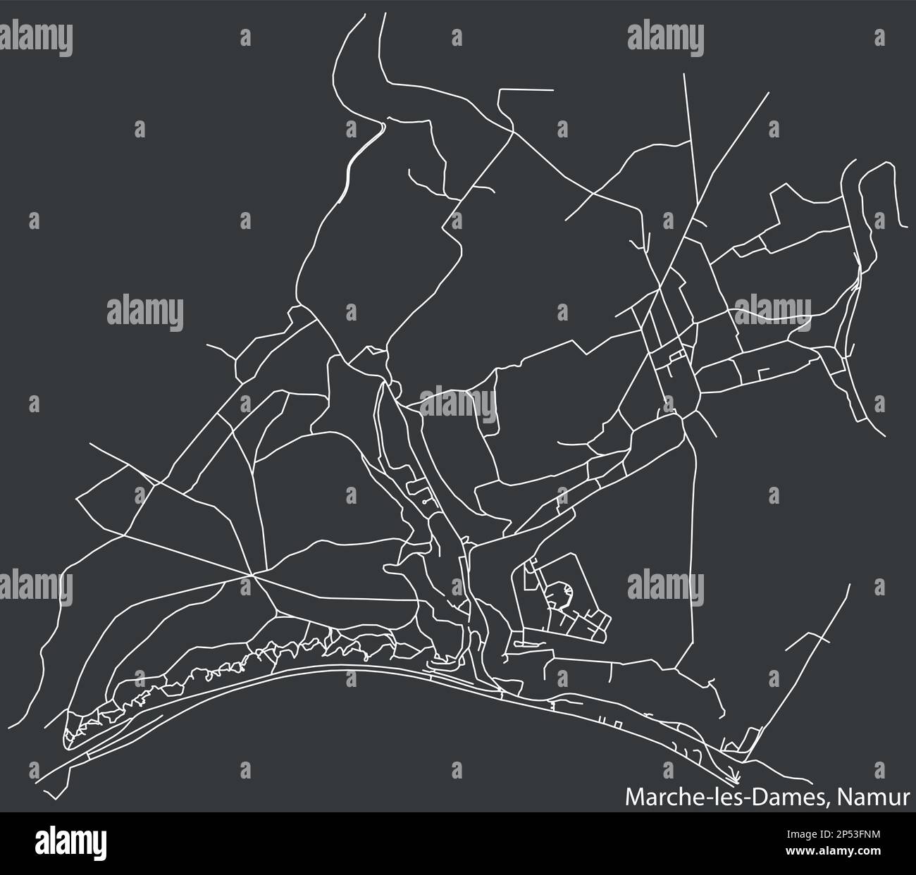 Street roads map of the MARCHE-LES-DAMES DISTRICT, NAMUR Stock Vector ...