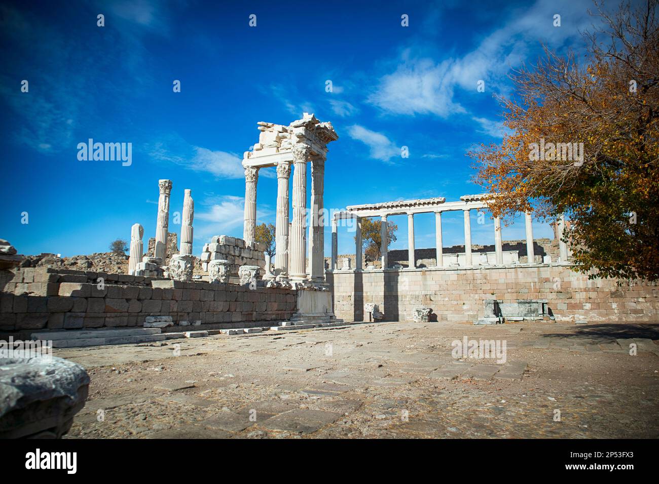The Acropolis of Pergamon Ancient City Ruins in Bergama, Izmir, Turkey ...