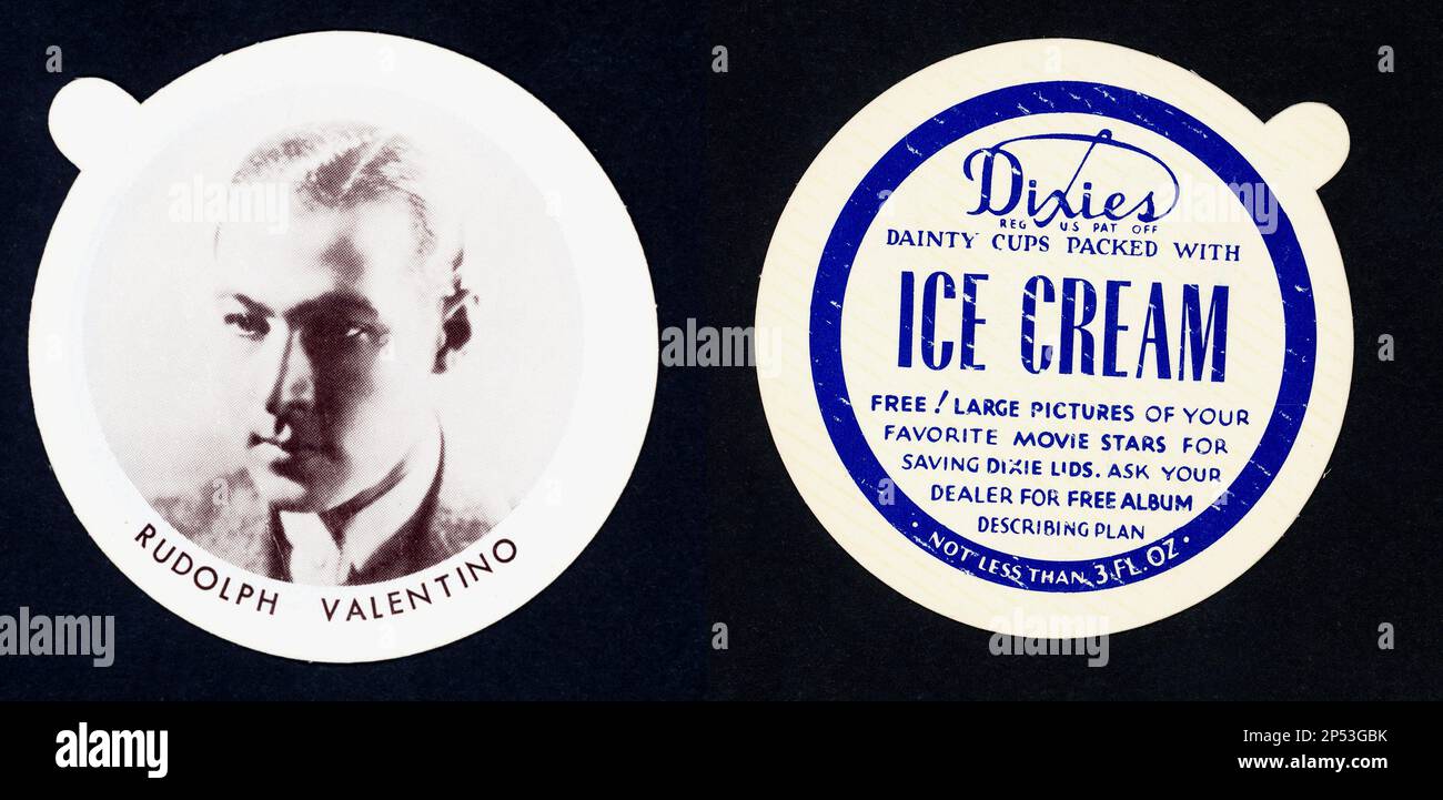 1930's , USA : A cardboard Dixies ICE CREAM plug , with the picture ...