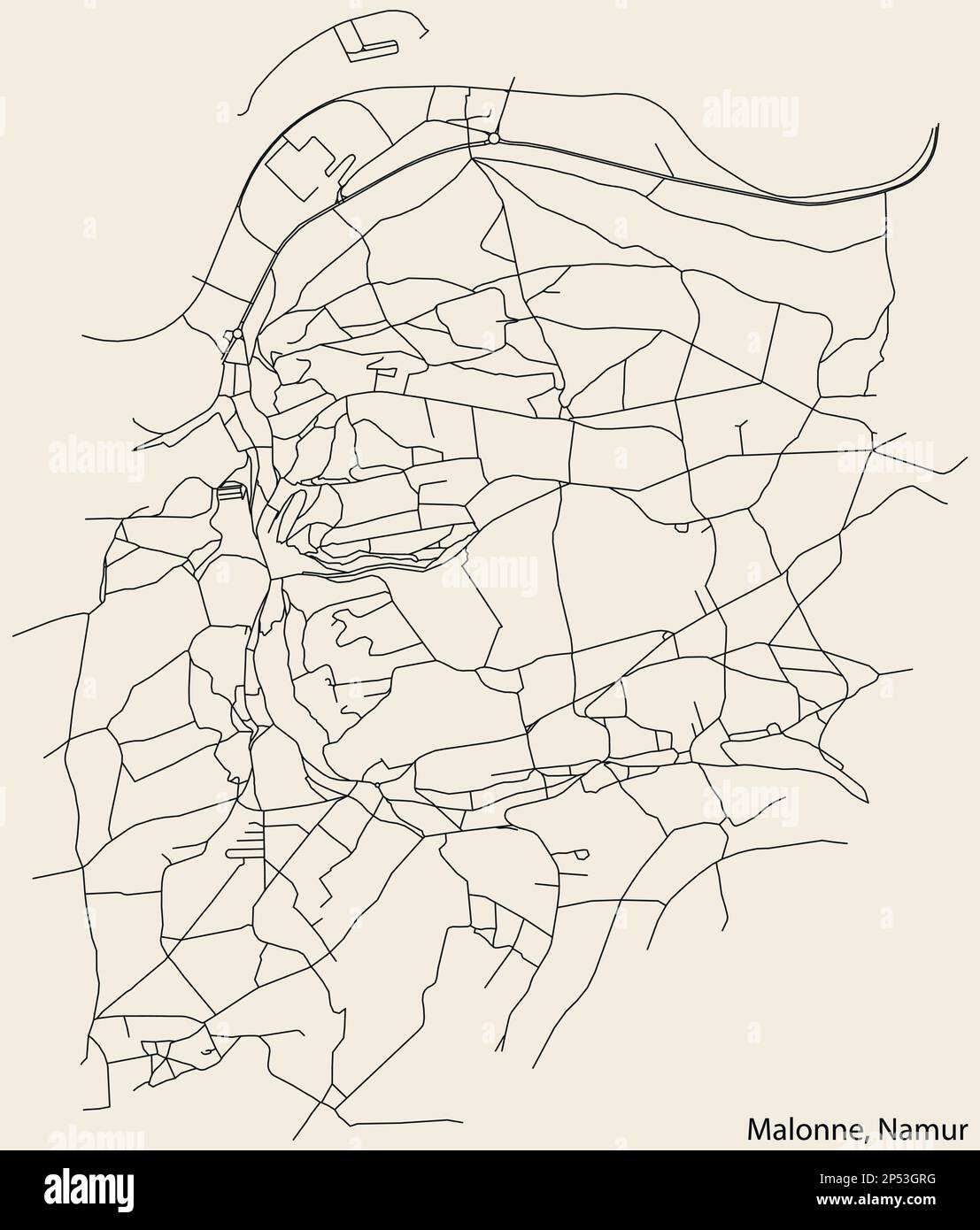 Street roads map of the MALONNE DISTRICT, NAMUR Stock Vector Image ...