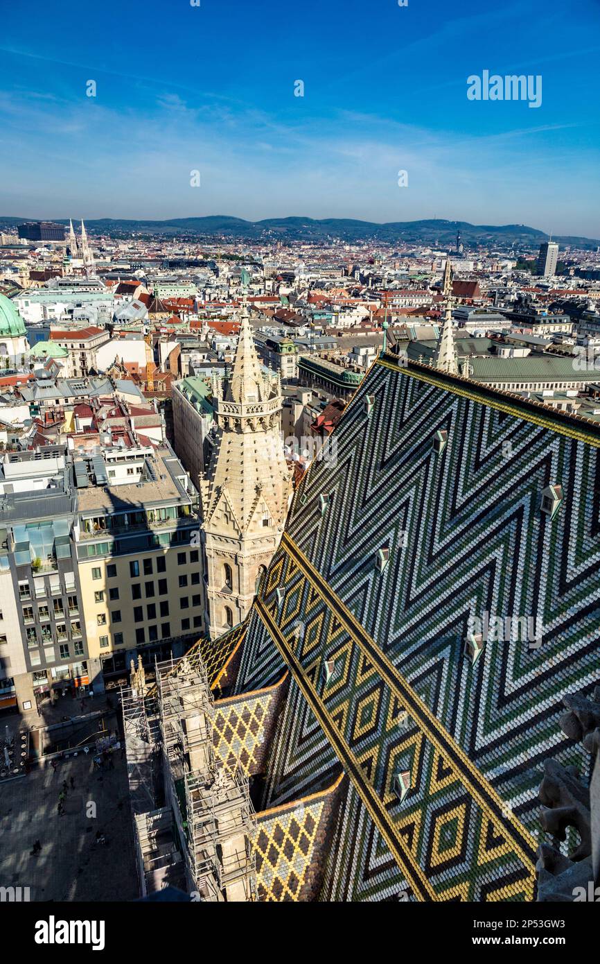 View of Vienna from the St.Stephans Cathedral in Vienna, Austria. The ...
