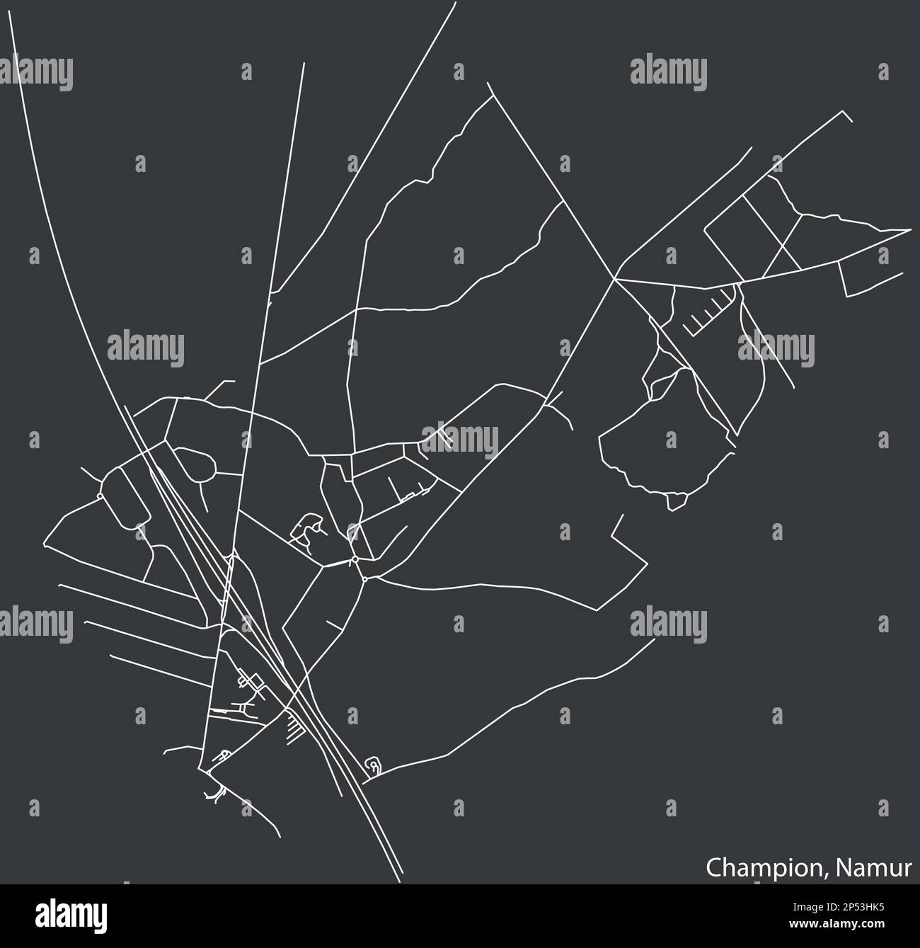 Street roads map of the CHAMPION DISTRICT, NAMUR Stock Vector Image ...