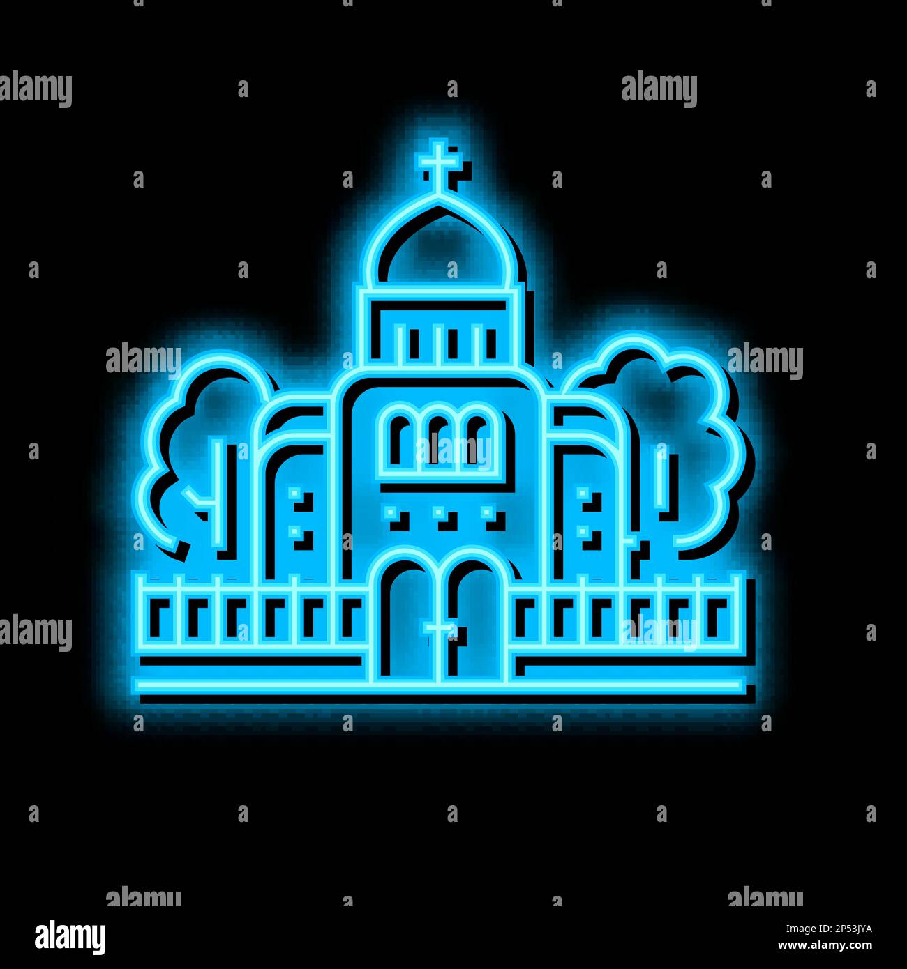 temple cathedral praying building neon glow icon illustration Stock ...