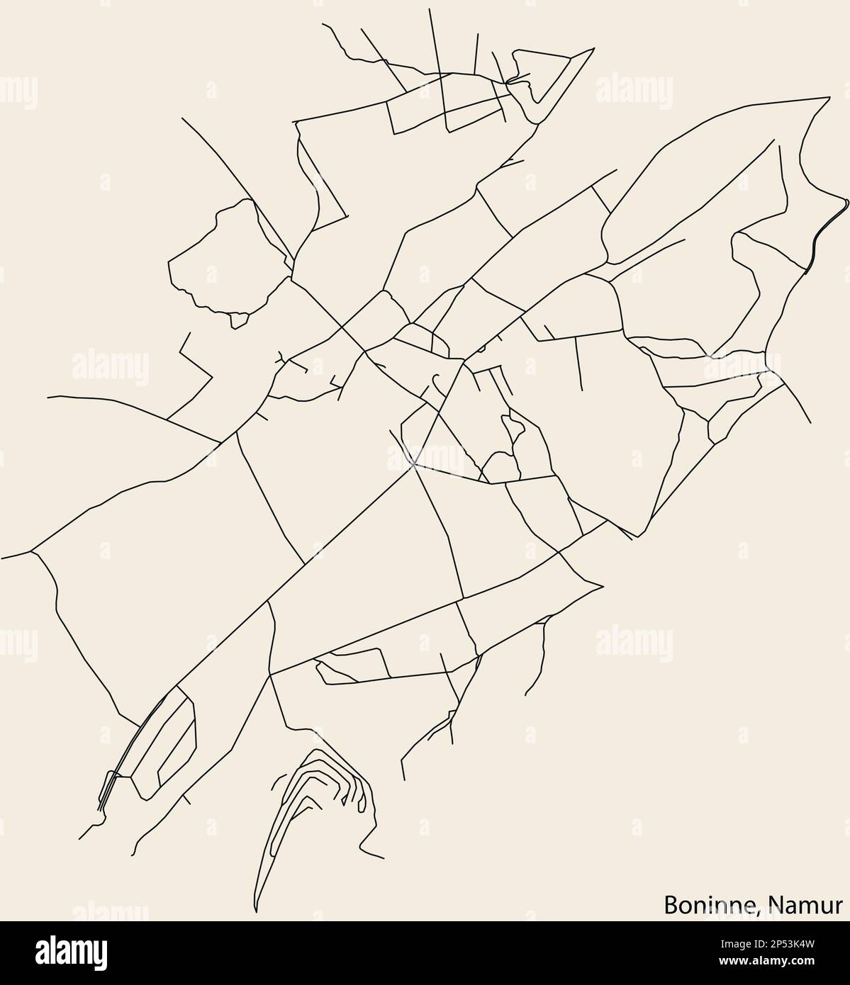 Street roads map of the BONINNE DISTRICT, NAMUR Stock Vector Image ...