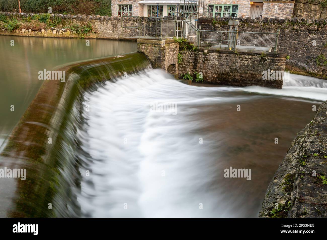 Long exposure of a waterfall in Cheddar village in Somerset Stock Photo ...