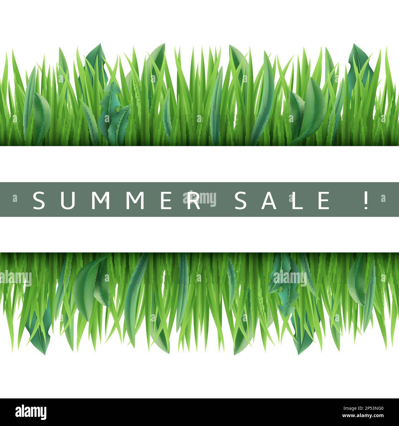 Realistic green grass frame. Fresh lawn and leaves borders, 3d isolated ...