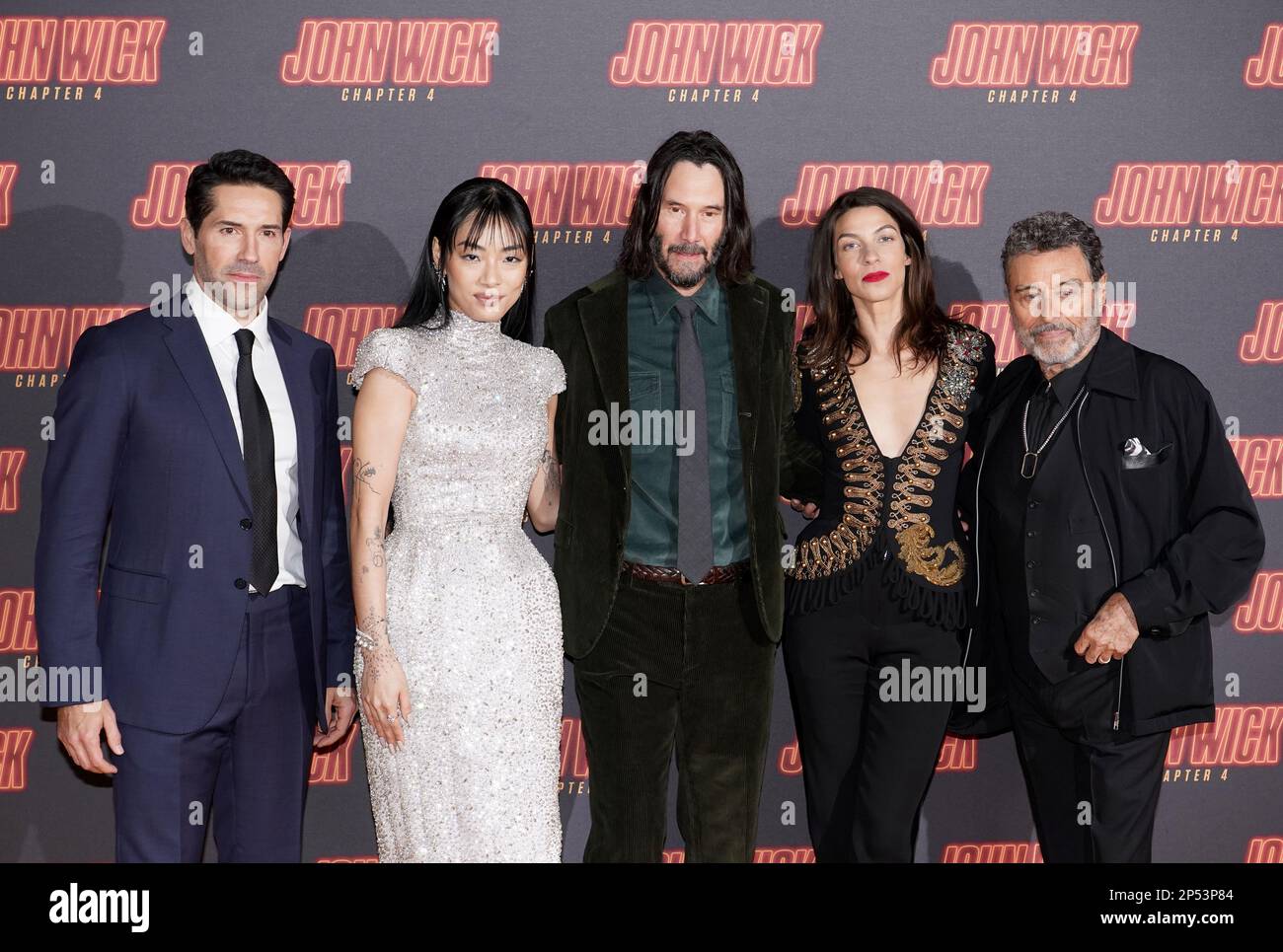 (left to right) Scott Adkins, Rina Sawayama, Keanu Reeves, Natalia Tena ...