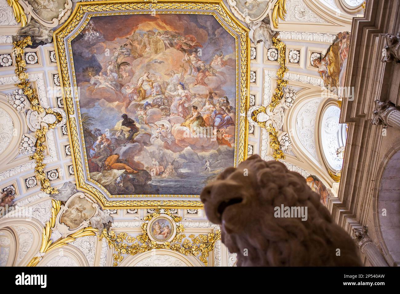 Ceiling detail, in Royal Palace, Madrid, Spain Stock Photo - Alamy