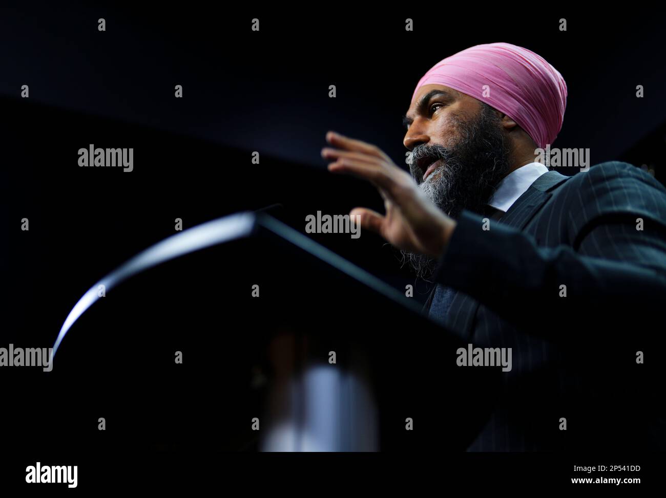 NDP Leader Jagmeet Singh holds a press conference on Parliament Hill in ...