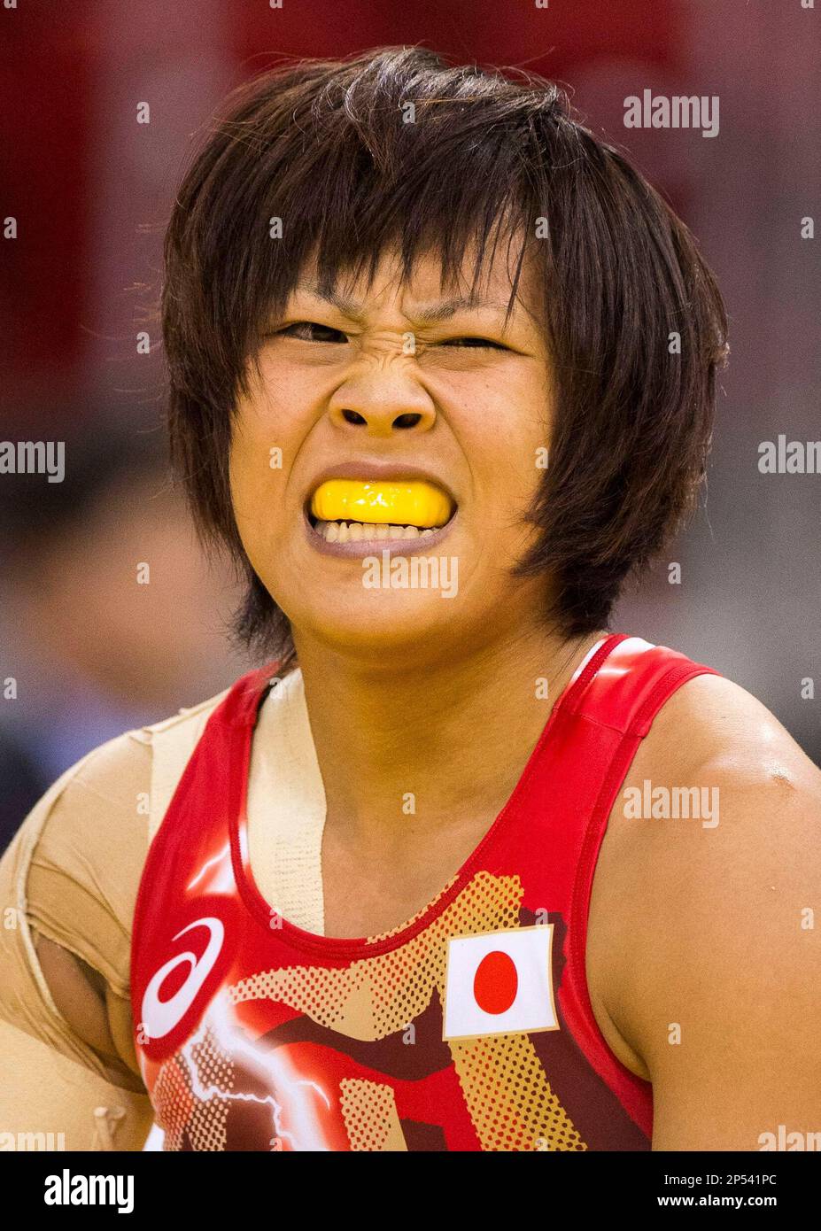 Ito Ayaka of Japan reacts during her fight against Sayury Yormary Canon Carvajal of Colombia in ...