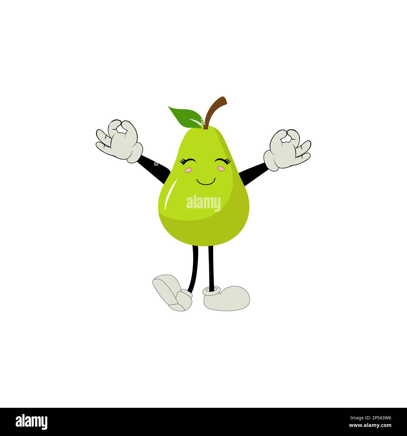 Pear fruit cartoon. Cute vector set of pear fruit character in ...