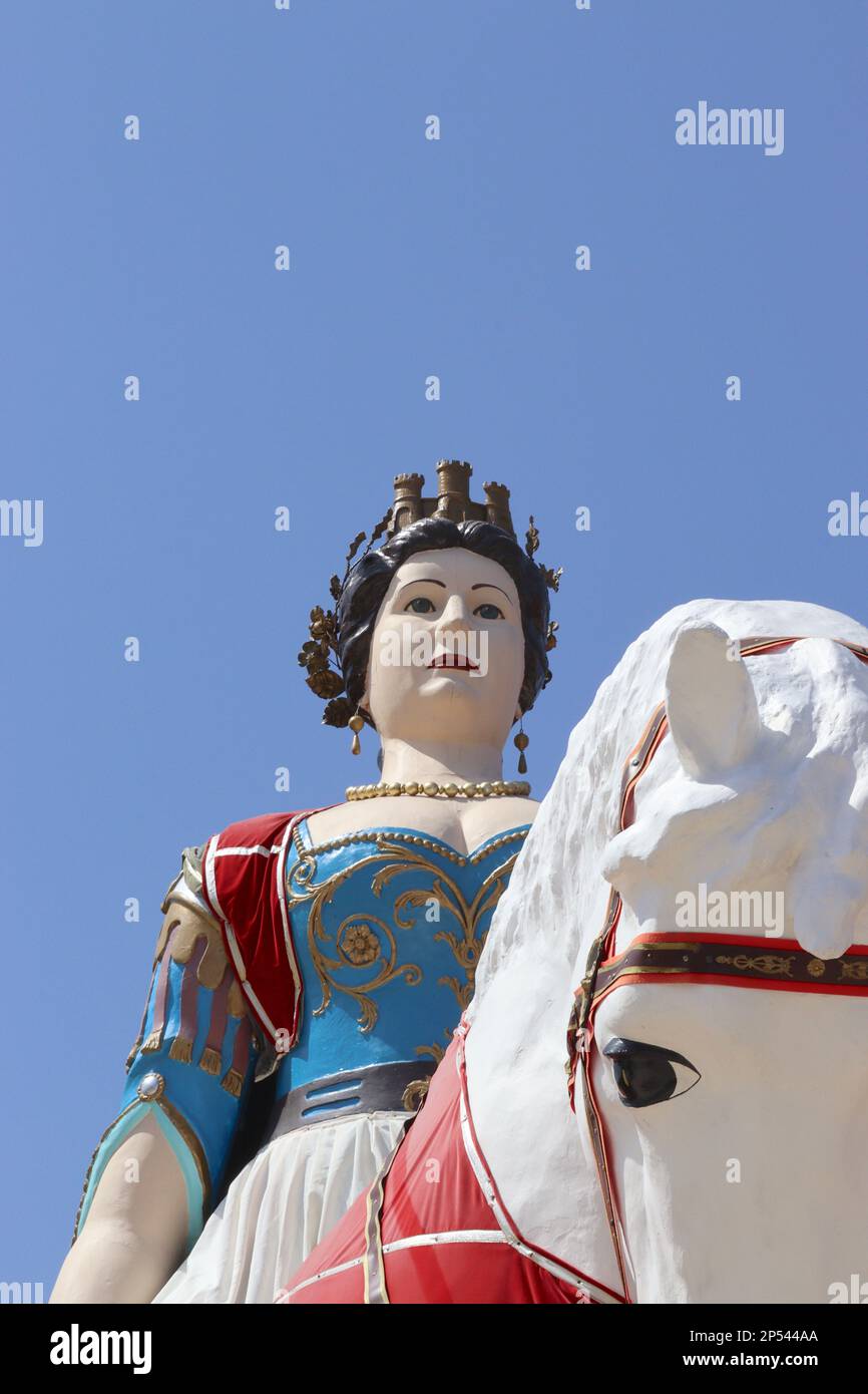 The huge statue of Mata, one of the legendary founders of Messina ...