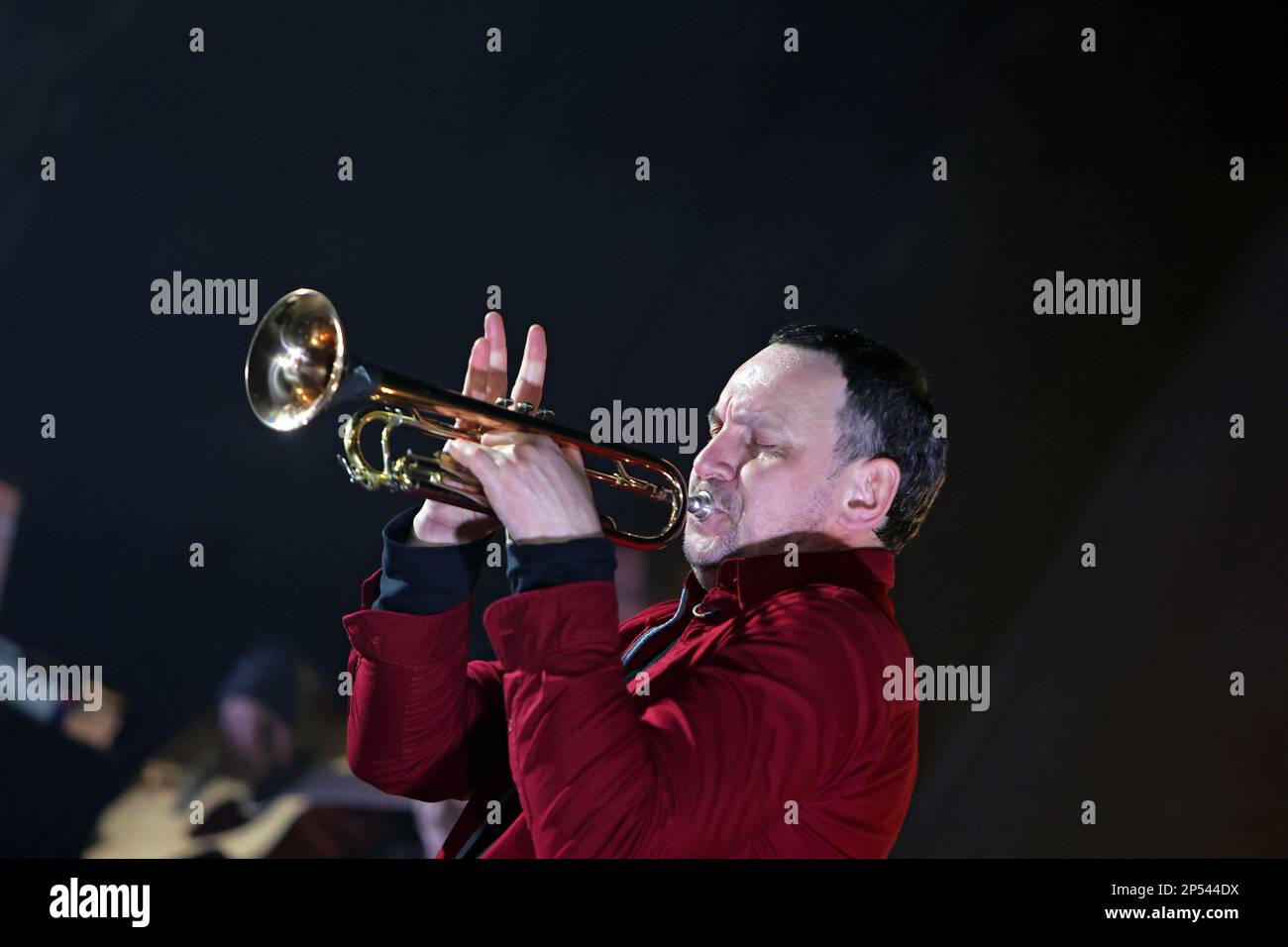 IVANO-FRANKIVSK, UKRAINE - MARCH 4, 2023 - Lead vocalist of the Druga ...