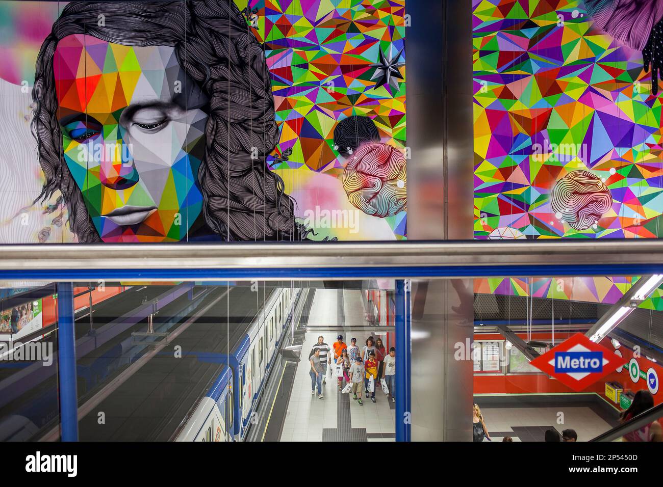 Subway, Paco de Lucia station, graffiti mural by Rosh333 and Okuda ...