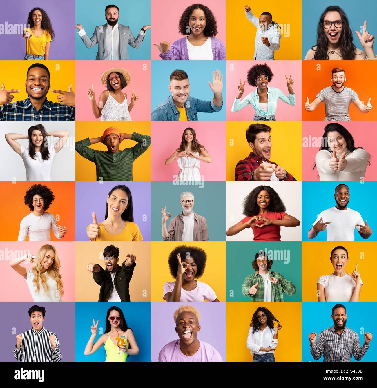 Human emotions and facial expression. Happy excited millennial ...