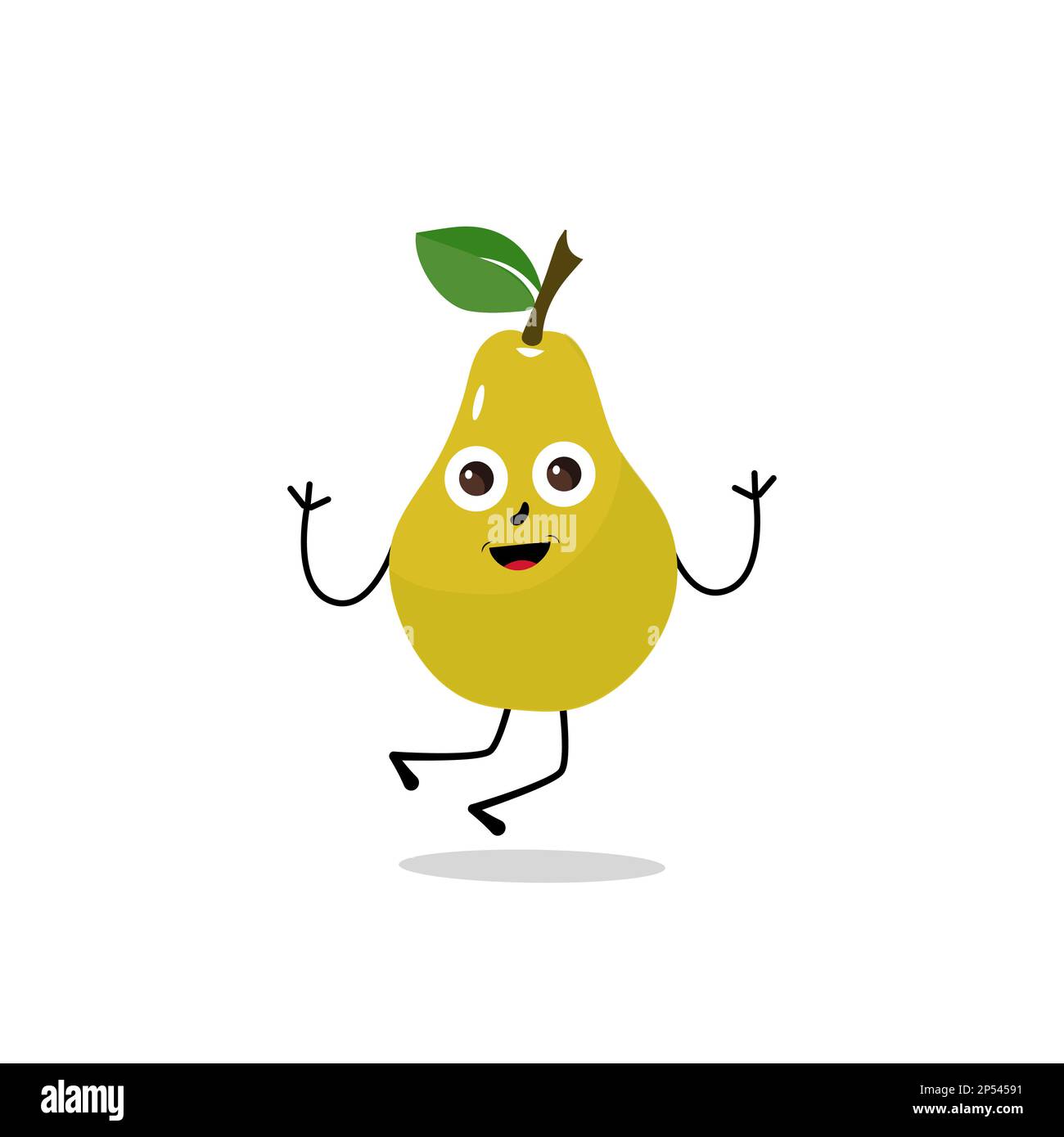 Pear fruit cartoon. Cute vector set of pear fruit character in ...