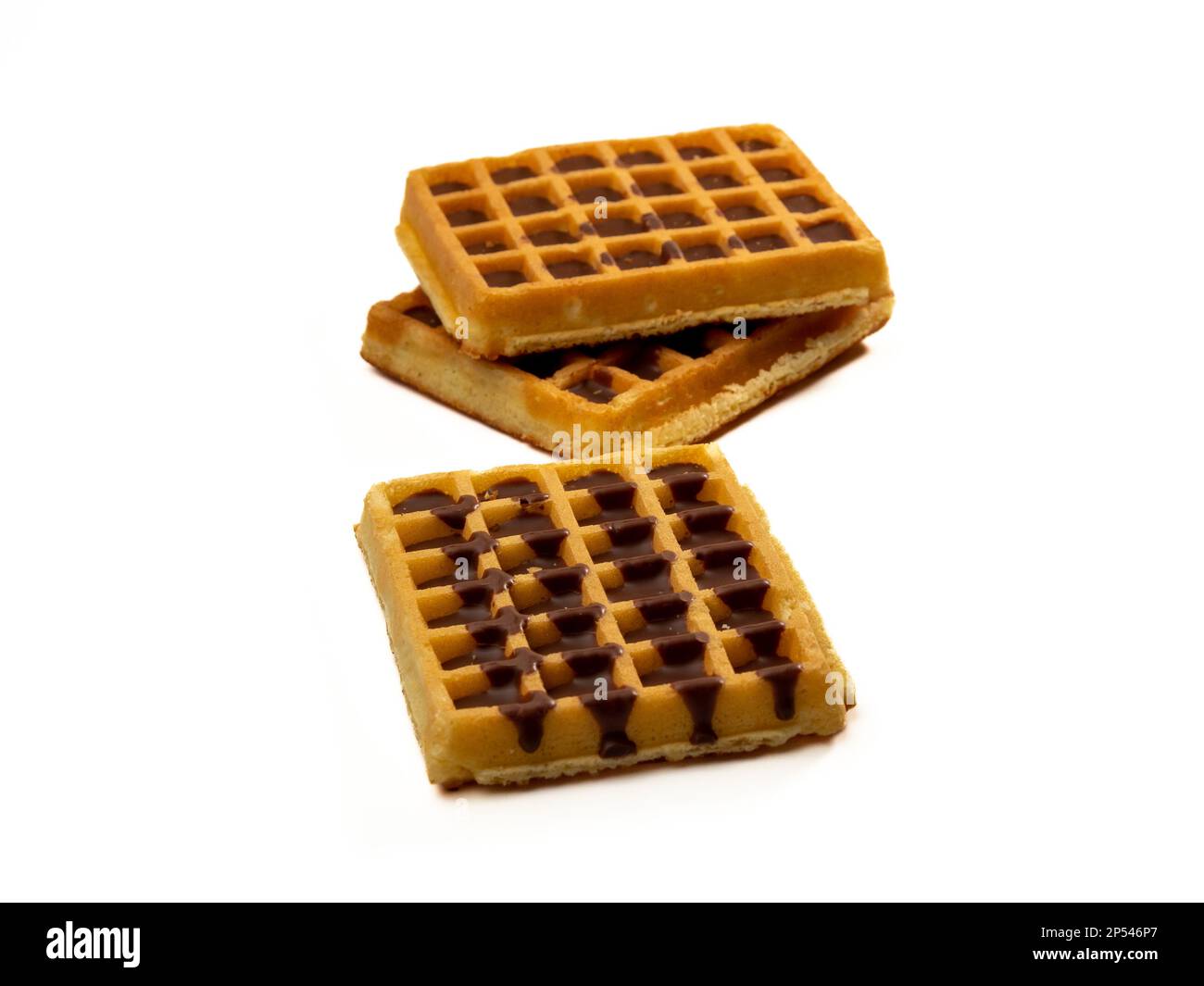 Chocolate waffles isolated on white background. Waffles in chocolate ...