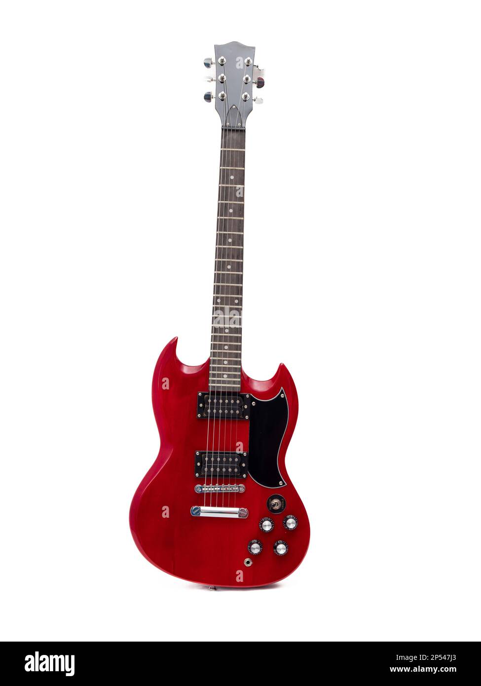 Red electric guitar isolated on white background. Musical instrument ...