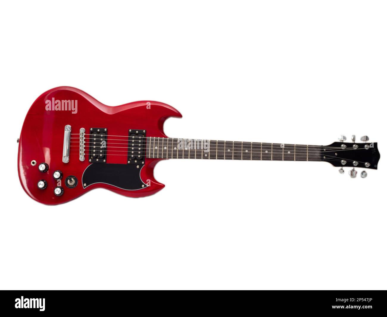 Red electric guitar isolated on white background. Musical instrument ...