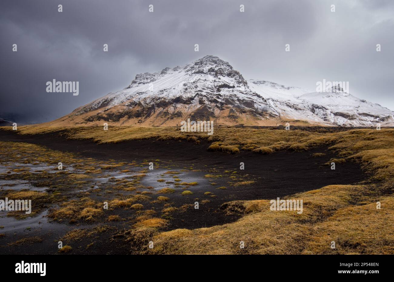 Volcanic Icelandic snowy mountain . katla volcano and valley in Iceland ...