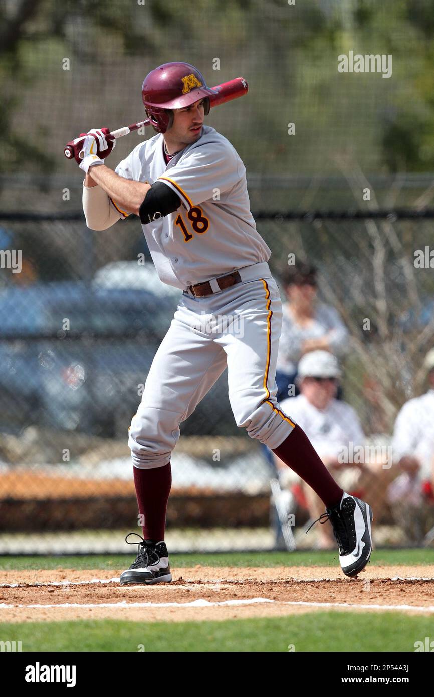 Outfielder Justin Gominsky #18 of the Minnesota Golden Gophers during ...