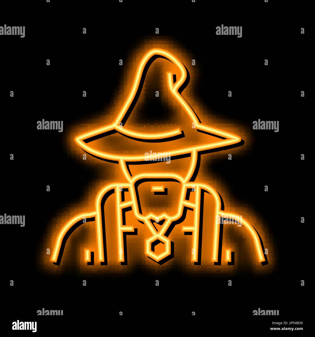 wizard fairy tale personage neon glow icon illustration Stock Vector ...