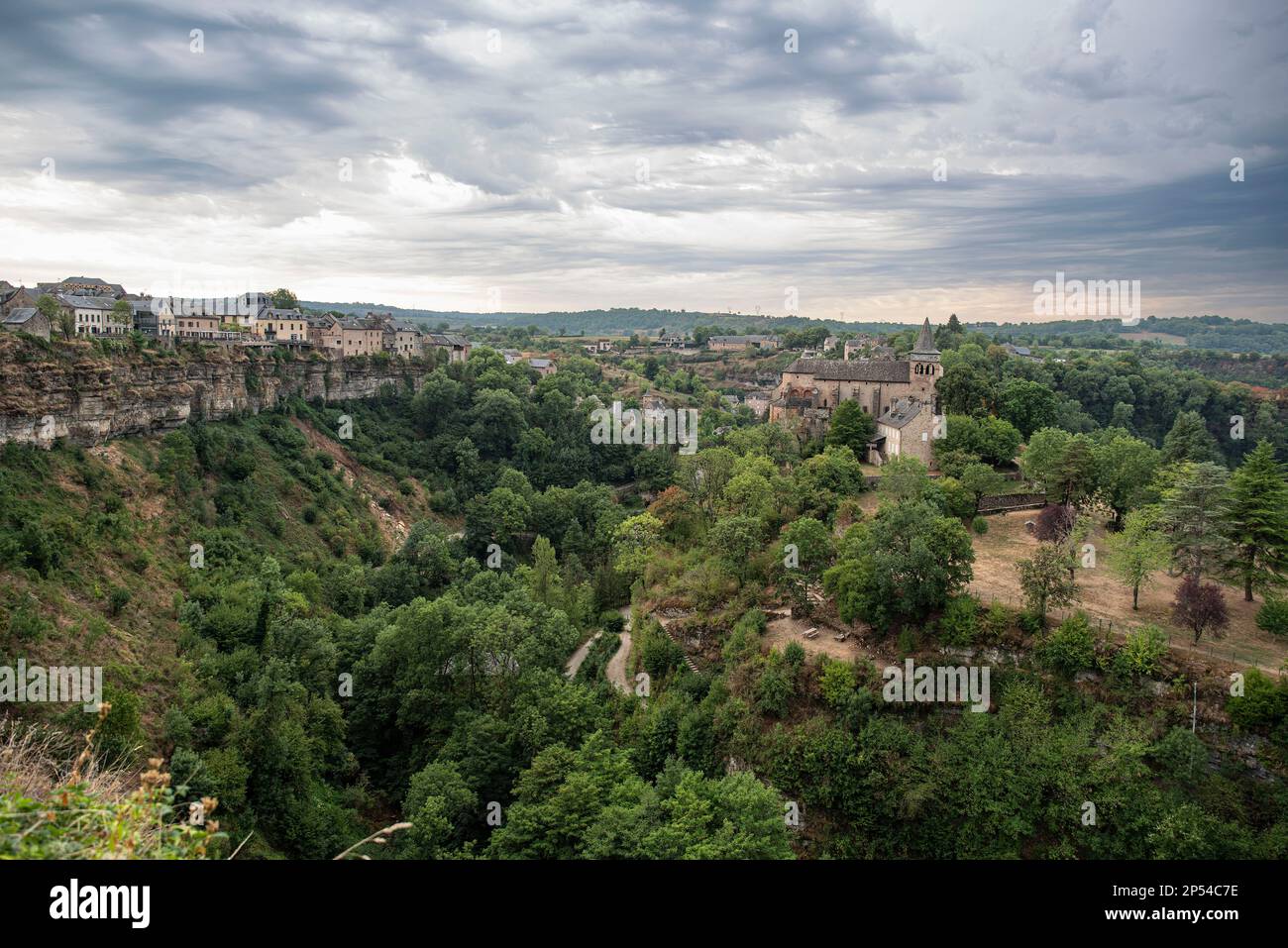 Canyon of Bozouls and its architecture in Aveyron, France Stock Photo ...