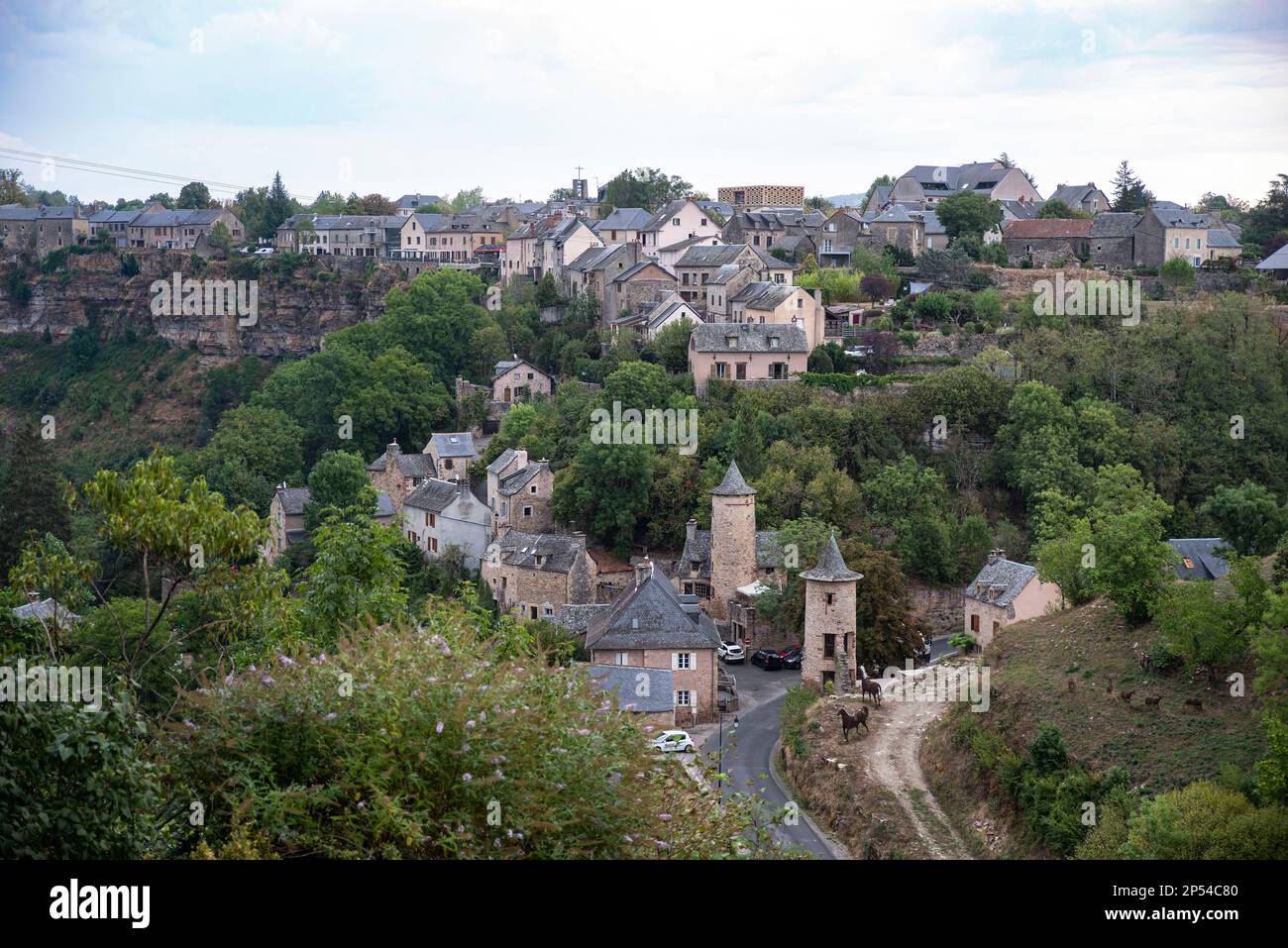 Canyon of Bozouls and its architecture in Aveyron, France Stock Photo ...