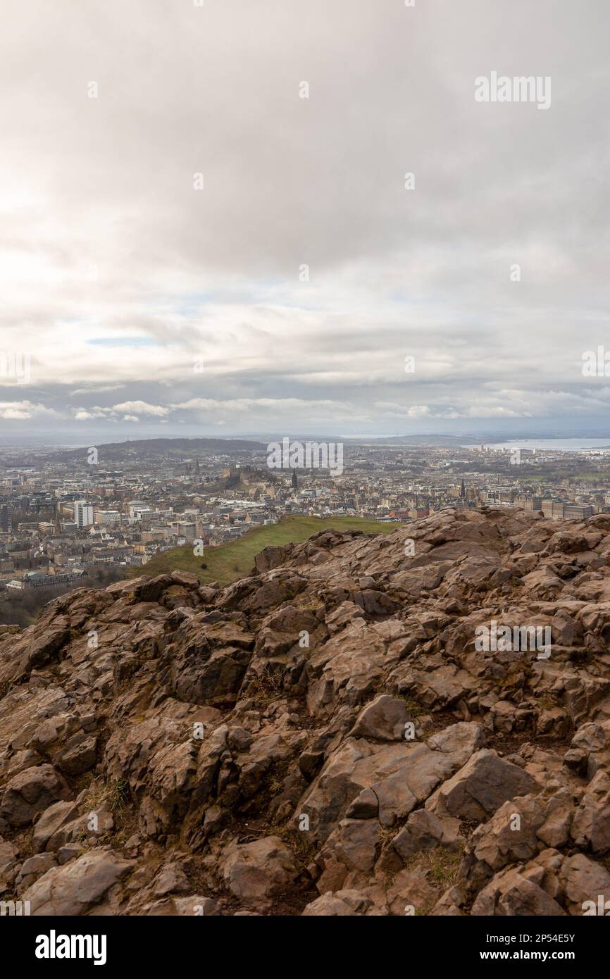 Holyrood Park's hill known as Arthur's seat overlooking the Scottish ...