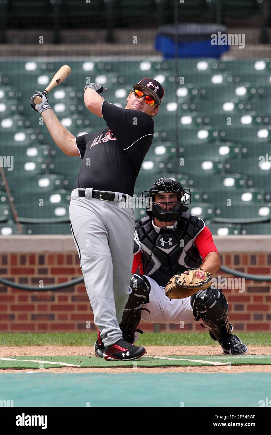 Mason Robbins (8) during the home run derby before the 2010 Under Armour All-American Game ...