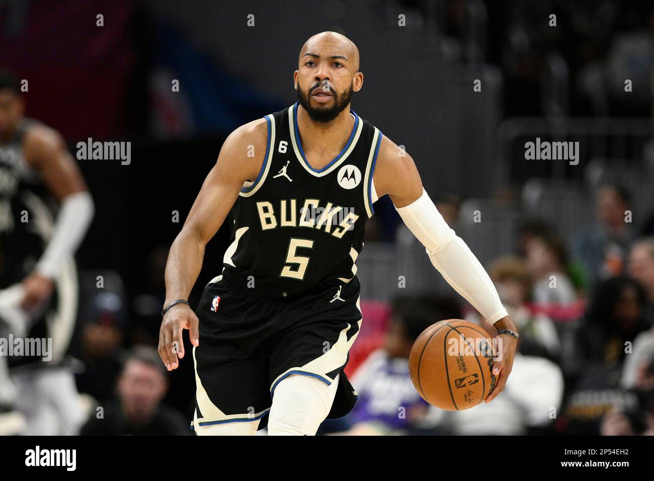 Milwaukee Bucks guard Jevon Carter (5) in action during the first half ...