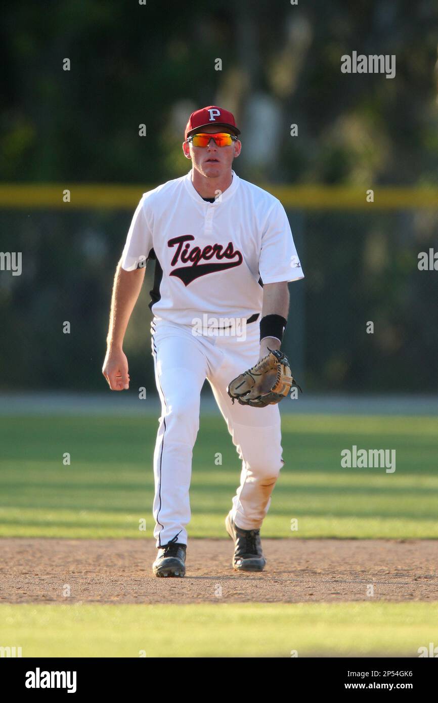 Palmetto shortstop Granden Goetzman #10 in the field during a game for ...