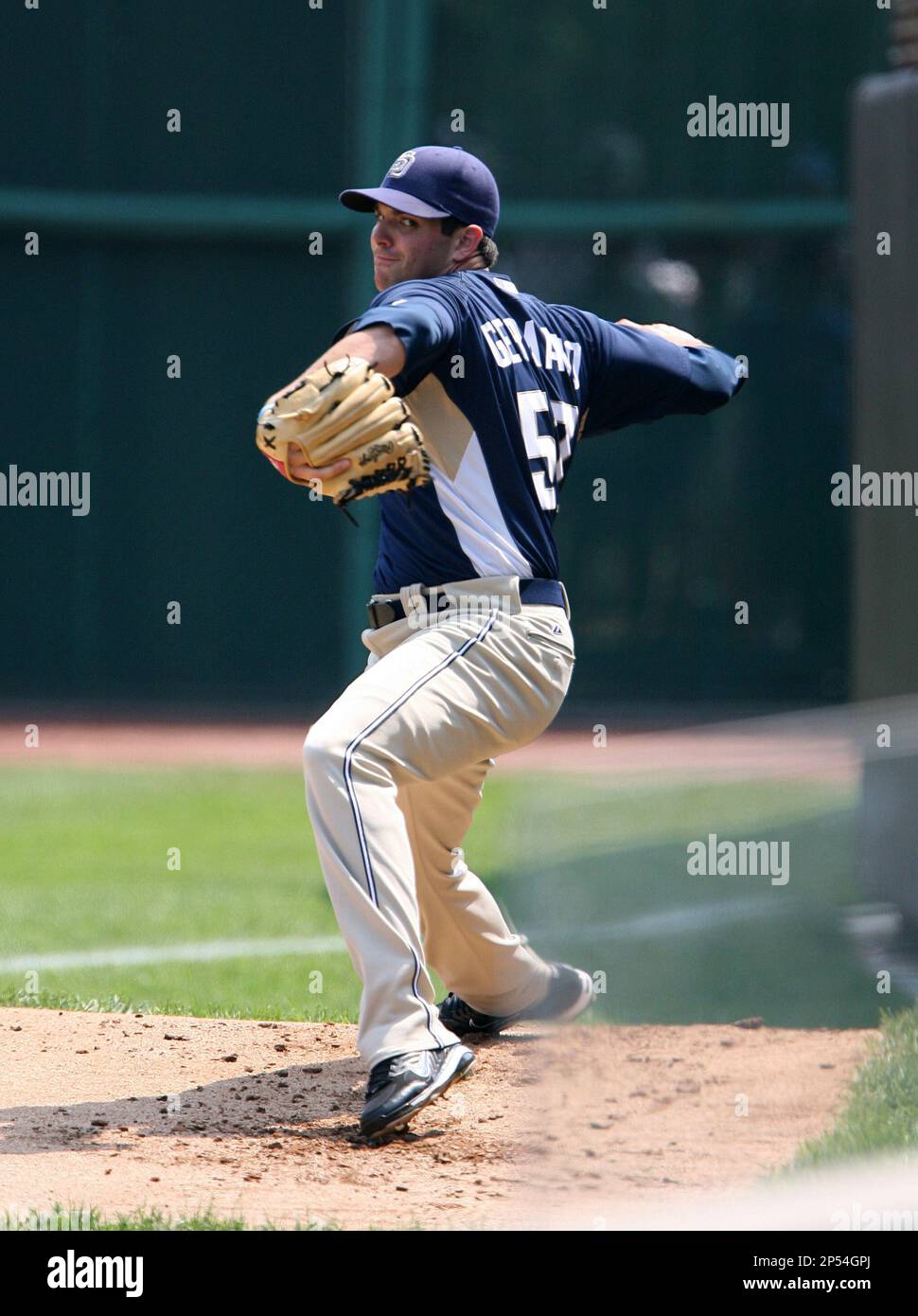 Justin Germano of the San Diego Padres before a game against the ...